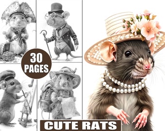 Printable Cute Rat Coloring Pages Digital Download - Etsy