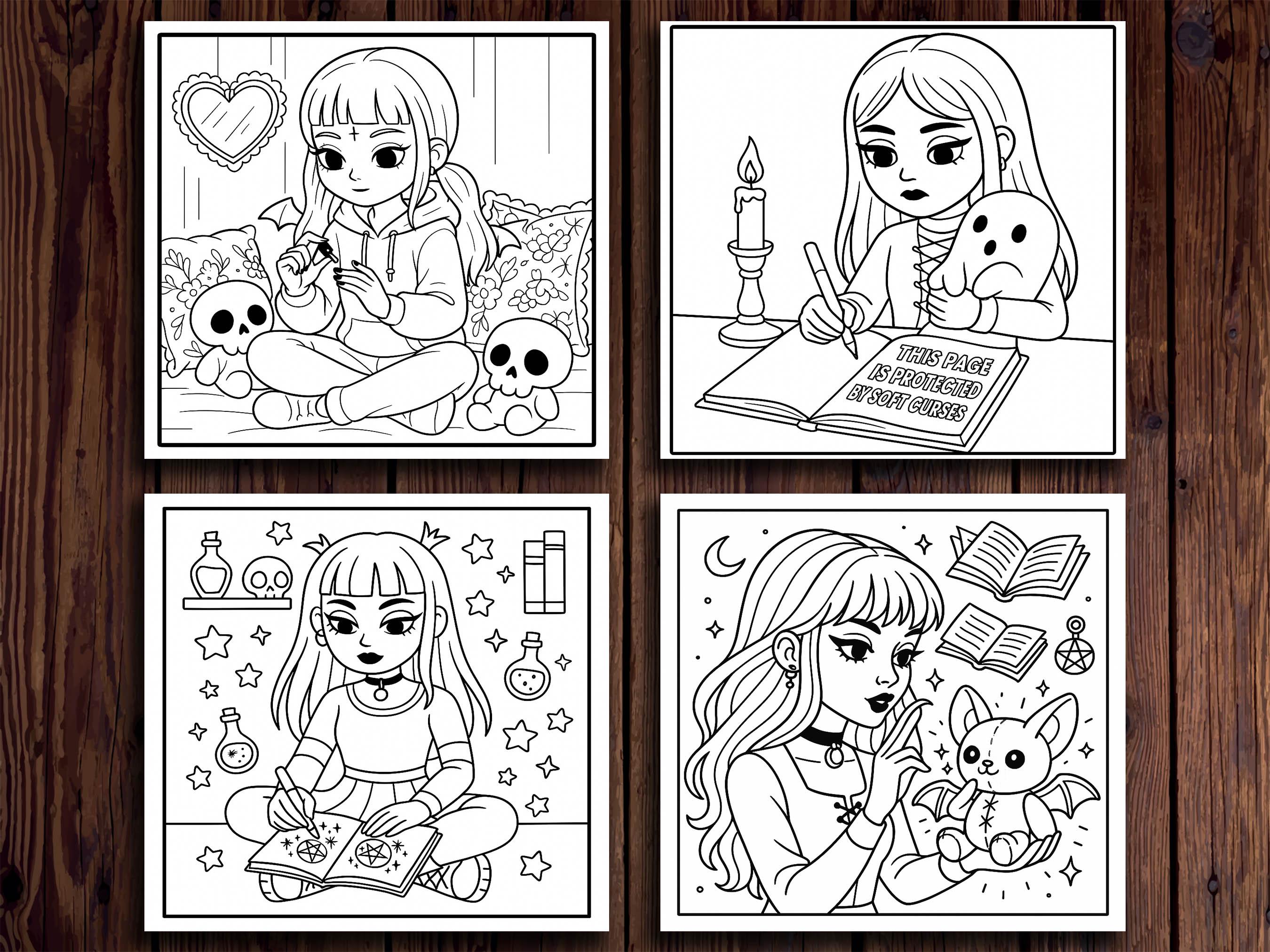 Pastel Goth Coloring Pages: Soft Hex Society Witchcraft (PDF Download ...
