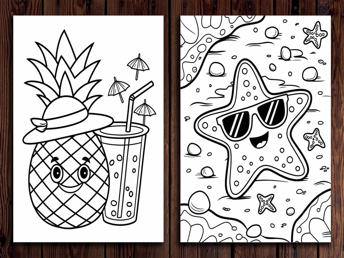 Kawaii Summer Coloring Pages | Beach, Ice Cream (digital Download) - Etsy