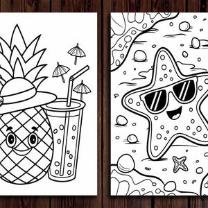 Kawaii Summer Coloring Pages Digital Download | 20 Cute and Sunny ...