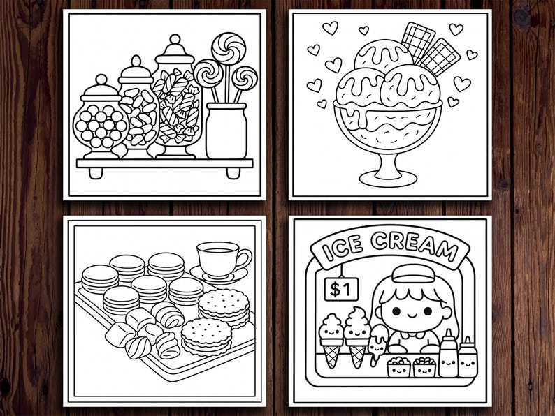 Kawaii Dessert Coloring Book: Cupcakes, Donuts, Candy (PDF Download) - Etsy