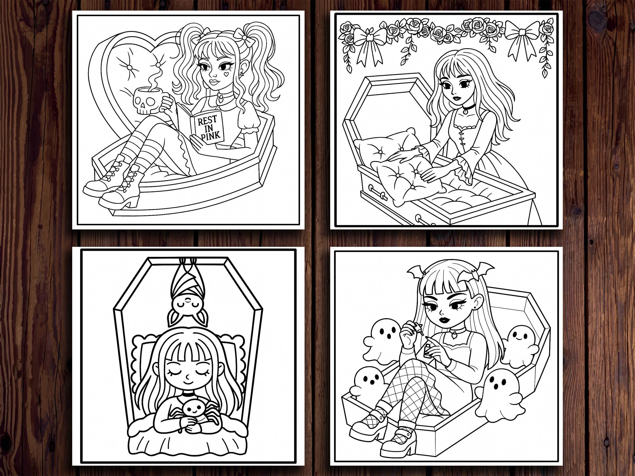 Pastel Goth Coloring Book – 20 Kawaii Coffin Cutie Pages (digital ...