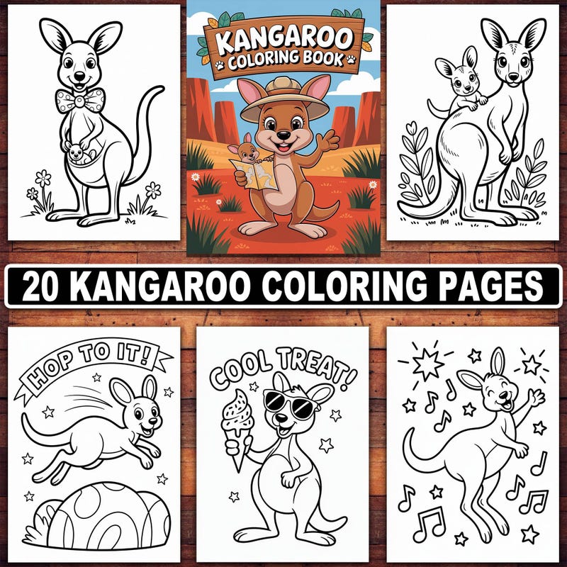 Kangaroo Coloring Sheet - Etsy