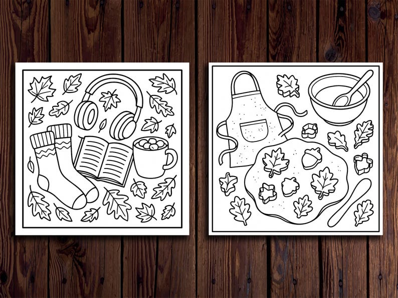 Autumn Coloring Pages: Pumpkins, Sweaters, Leaves (PDF Download) - Etsy