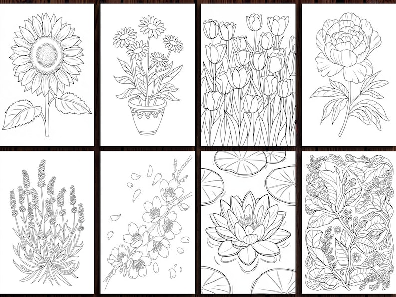 100 Intricate Flower Coloring Pages: Botanical Illustrations (digital ...