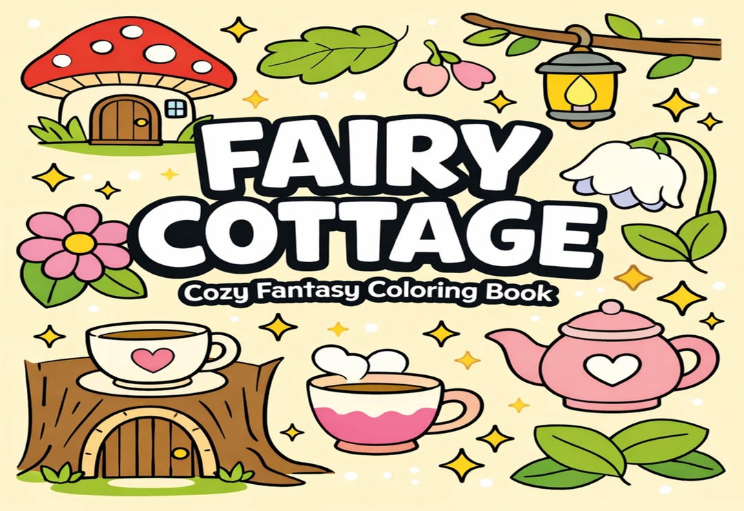 Fairy Cottage Printable Coloring Pages – 20 Whimsical Forest & Cottage ...