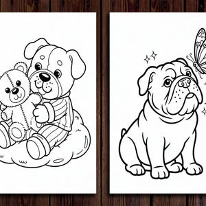 Cute Bulldog Coloring Pages Digital Download | 20 Adorable Dog Designs ...