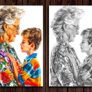 25 Printable Grandma's Love Coloring Pages in Grayscale for Adults ...