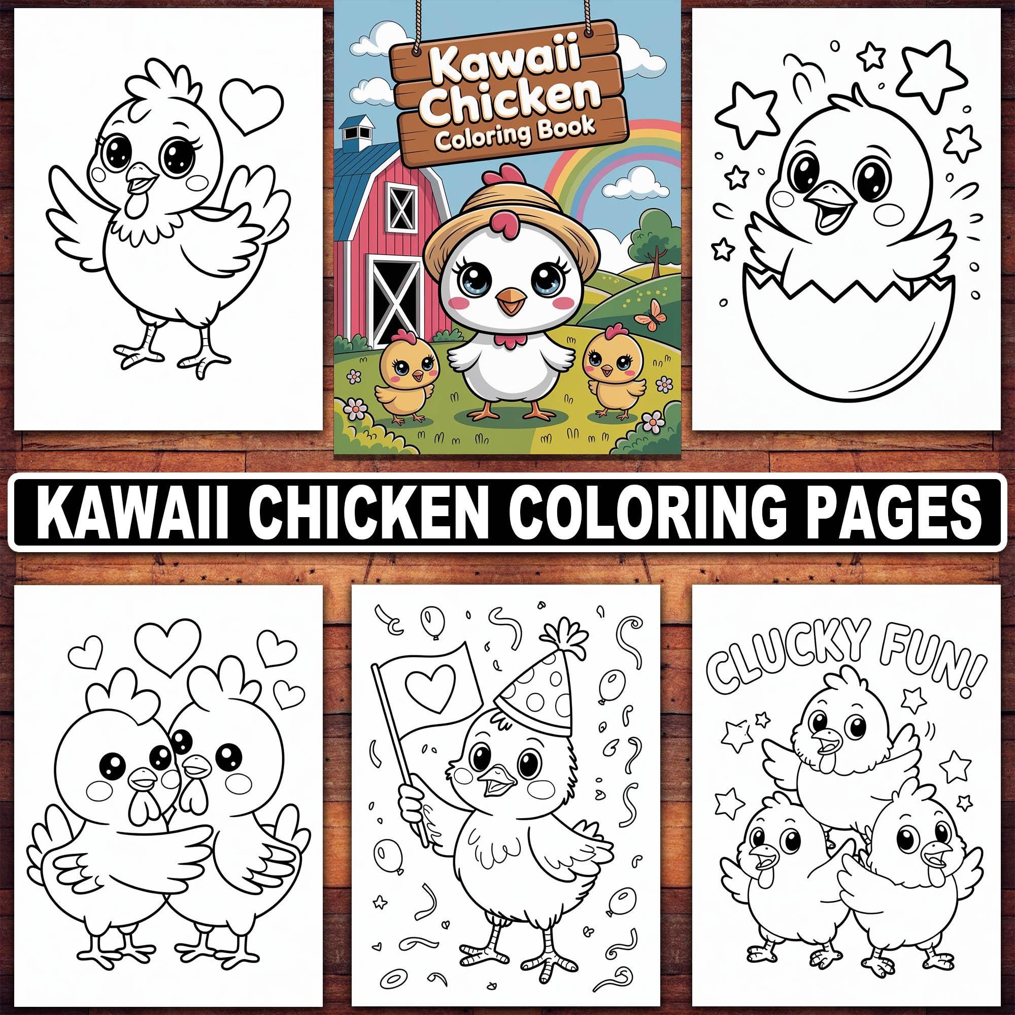 Kawaii Chicken Coloring Book | 20 Farm Animal Pages (PDF) - Etsy