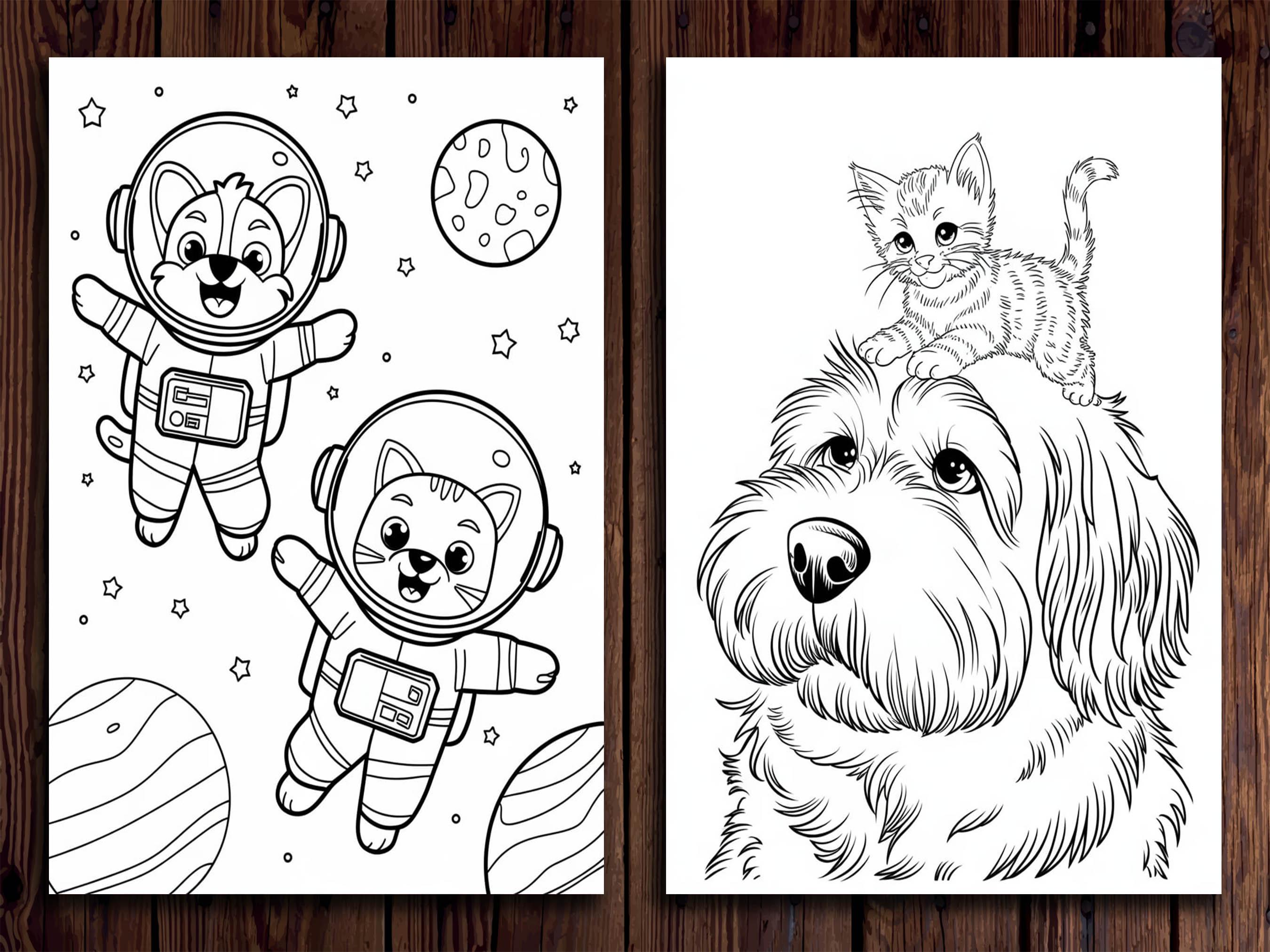 Dog and Cat Coloring Pages: 20 Fun Pet Designs for Kids (digital ...