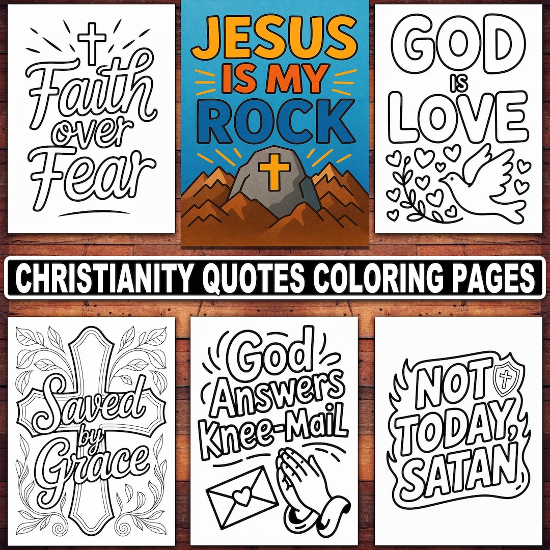 Christian Quotes Coloring Pages | 20 Bible Verse & Faith Affirmation ...