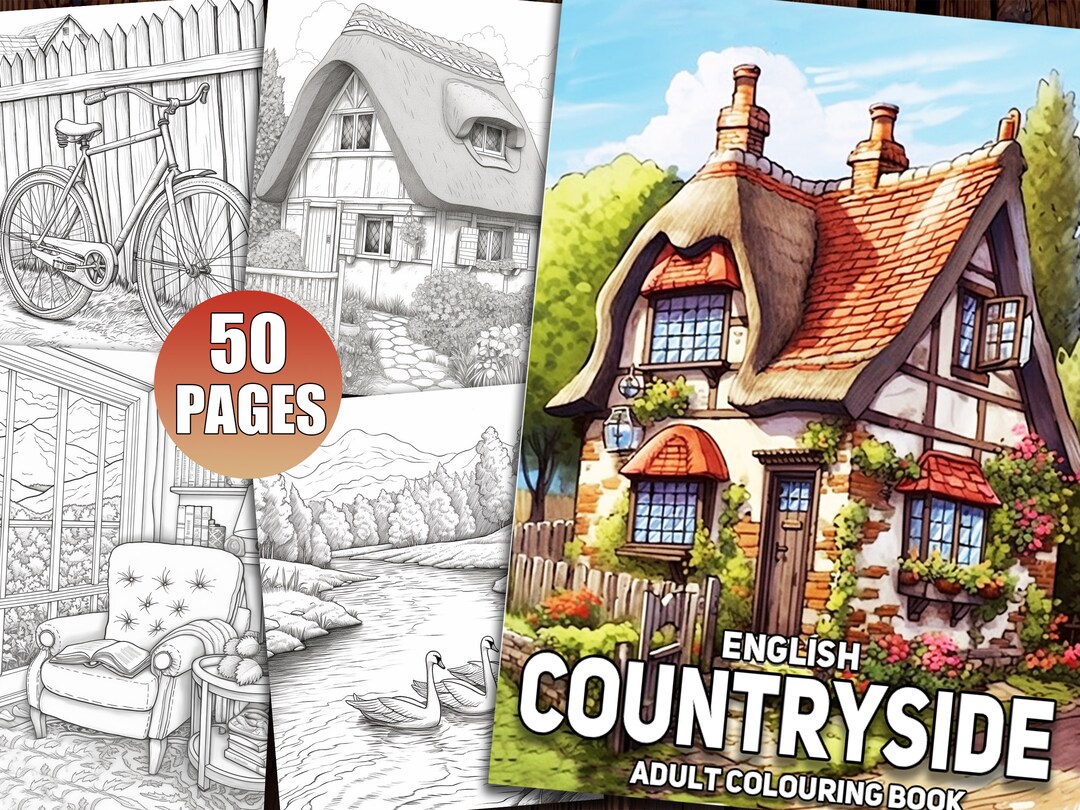 English Countryside Coloring Pages for Adults, A Country Life Coloring ...