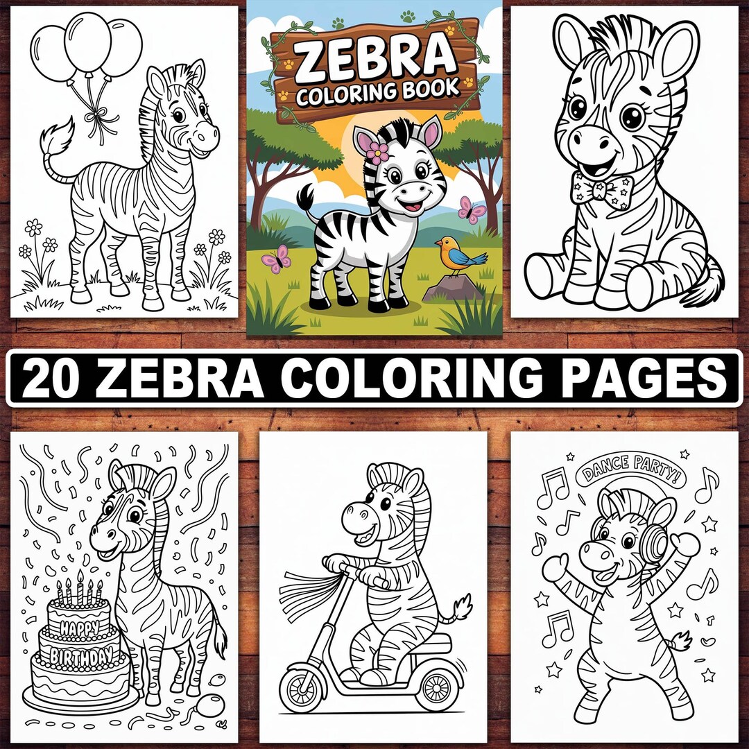 Zebra Coloring Pages: Safari Animal Art for Kids (digital Download) - Etsy