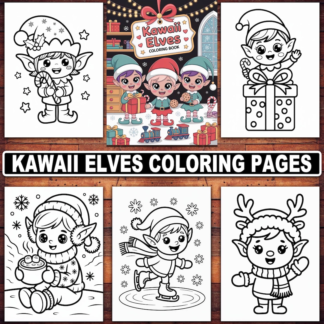 Kawaii Elves Coloring Pages | 20 Cute Christmas & Fantasy Elf Designs ...
