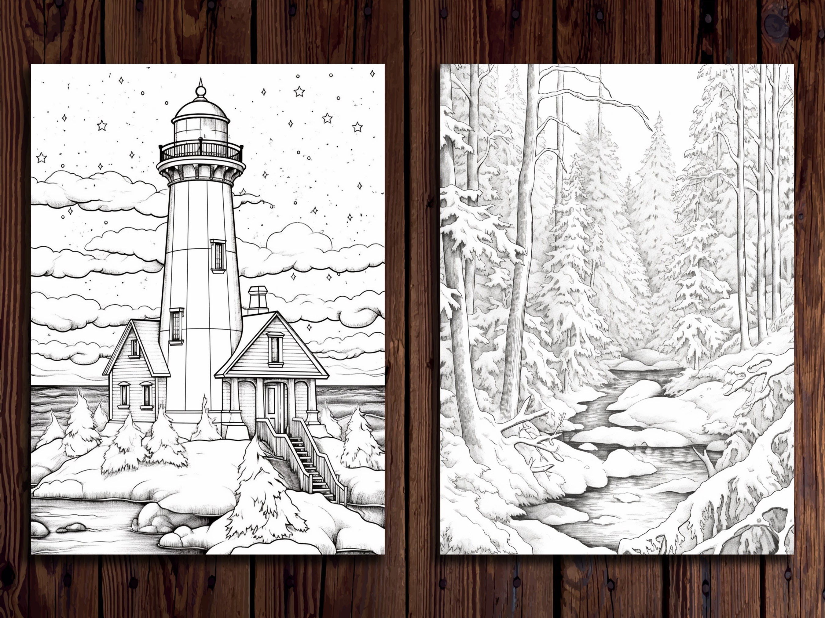 50 Cozy Winter Coloring Pages for Adults Christmas Vibes - Etsy
