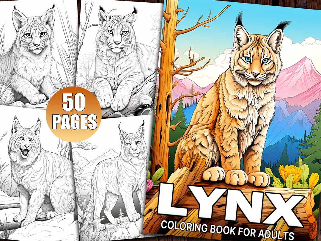50 Cute Lynx Coloring Pages, Animal Coloring Book for Cat Lovers ...