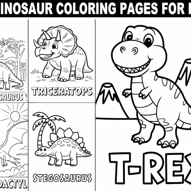 Dinosaur Coloring - Etsy