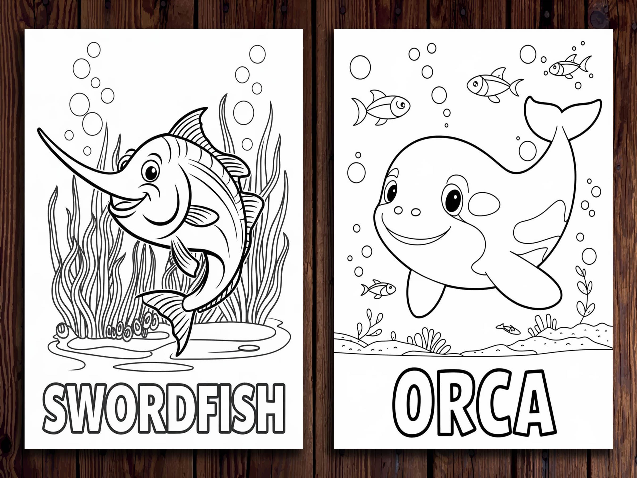 Underwater Animals Coloring Pages: Fun Ocean Life Designs (digital ...