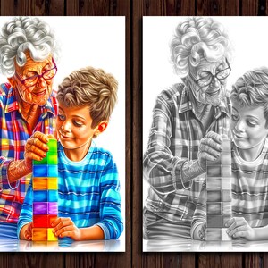 25 Printable Grandma's Love Coloring Pages in Grayscale for Adults ...