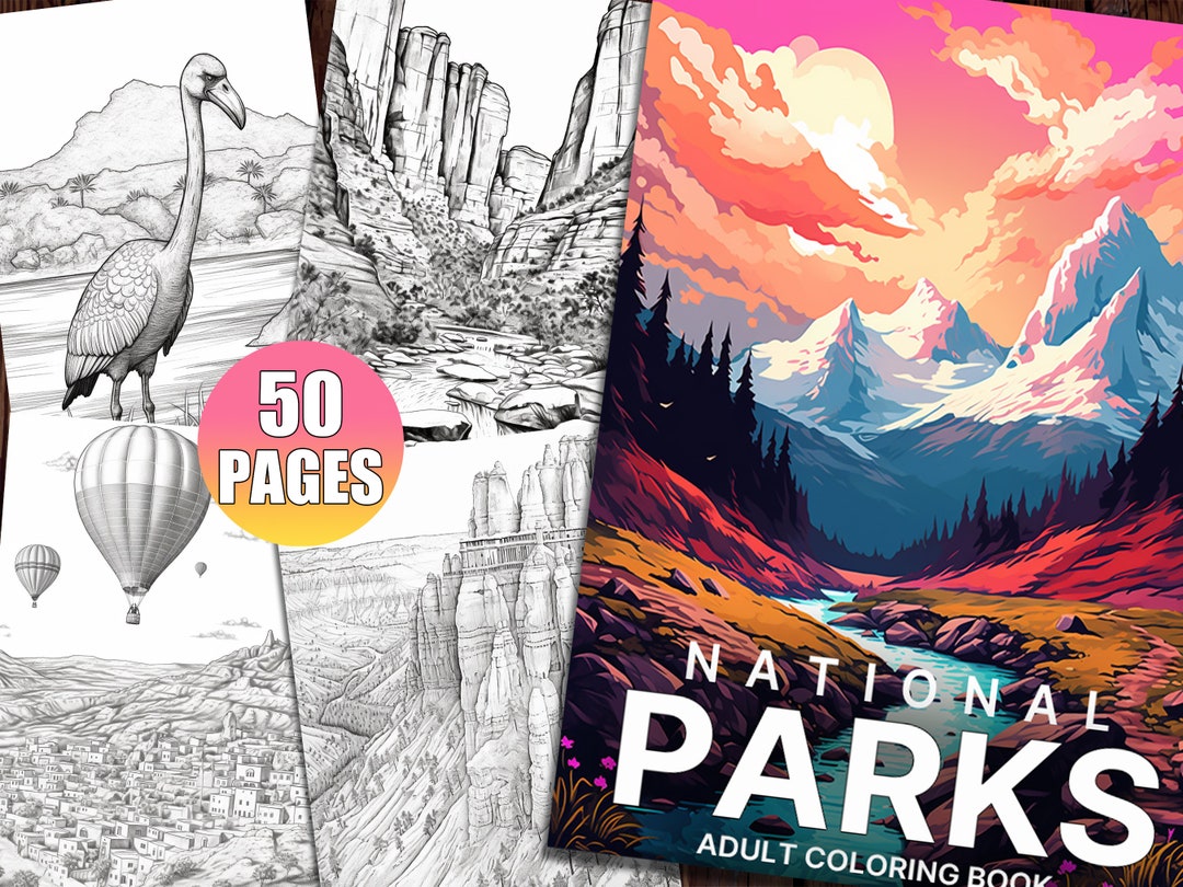 50 National Parks Coloring Pages: Nature Scenery for Adults (printable ...