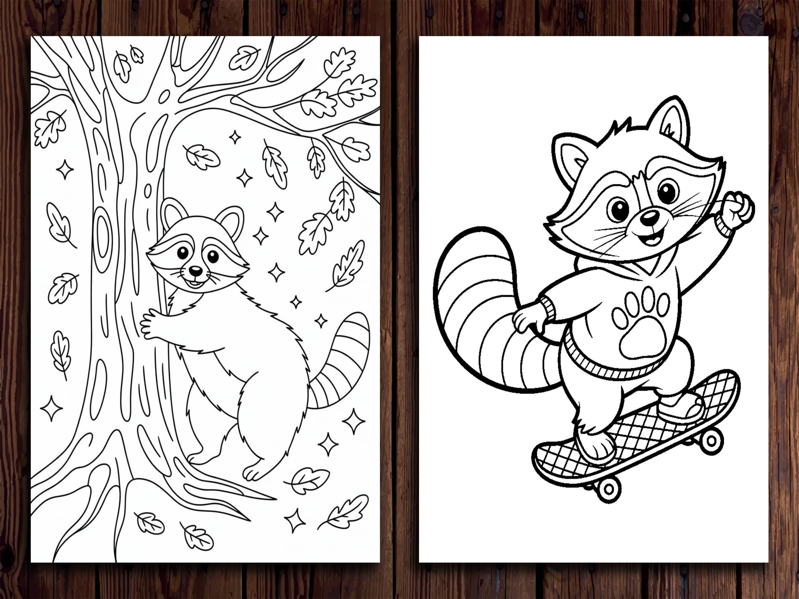 20 Raccoon Coloring Pages Printable | Cute & Realistic Woodland Animal ...