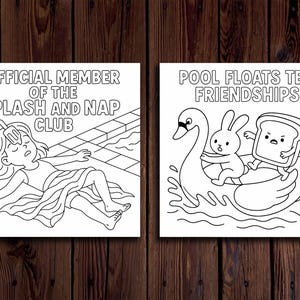 20 Kawaii Pool Party Coloring Pages Printable | Cute Summer Coloring ...