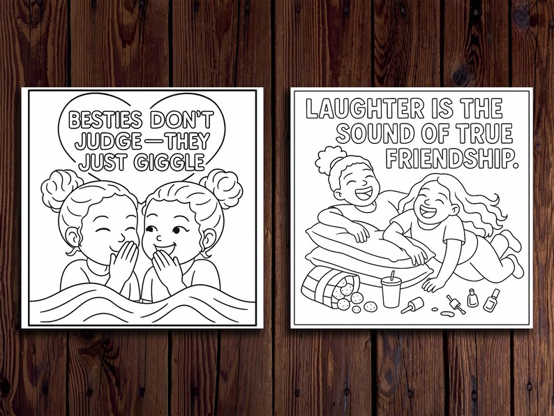 Black Girl Sleepover Coloring Pages: Sisterhood BFF Printable (PDF ...