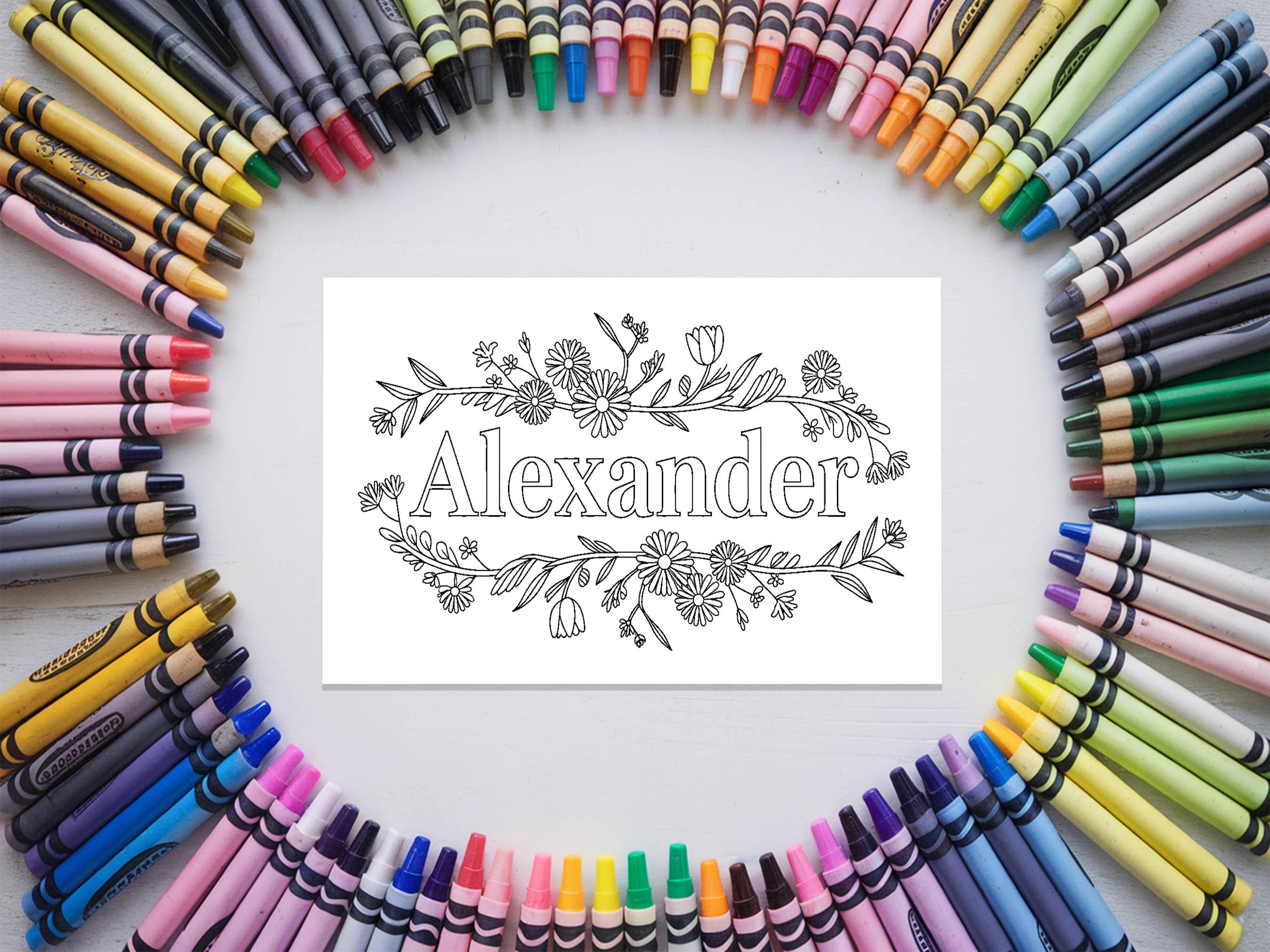 Custom Floral Name Coloring Pages | Personalized Printable Art for Kids ...