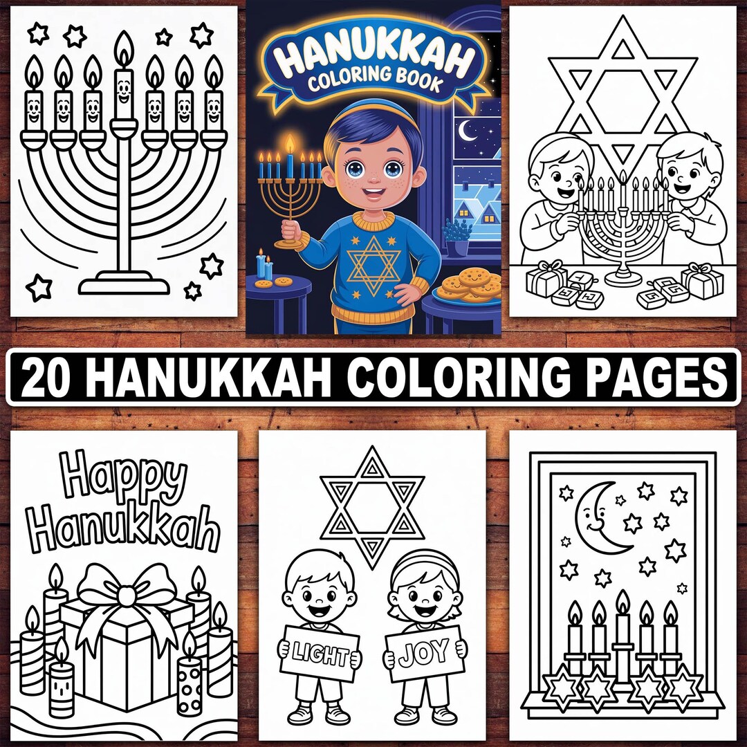 Hanukkah Coloring Pages: Jewish Holiday Activity Sheets (PDF Download ...
