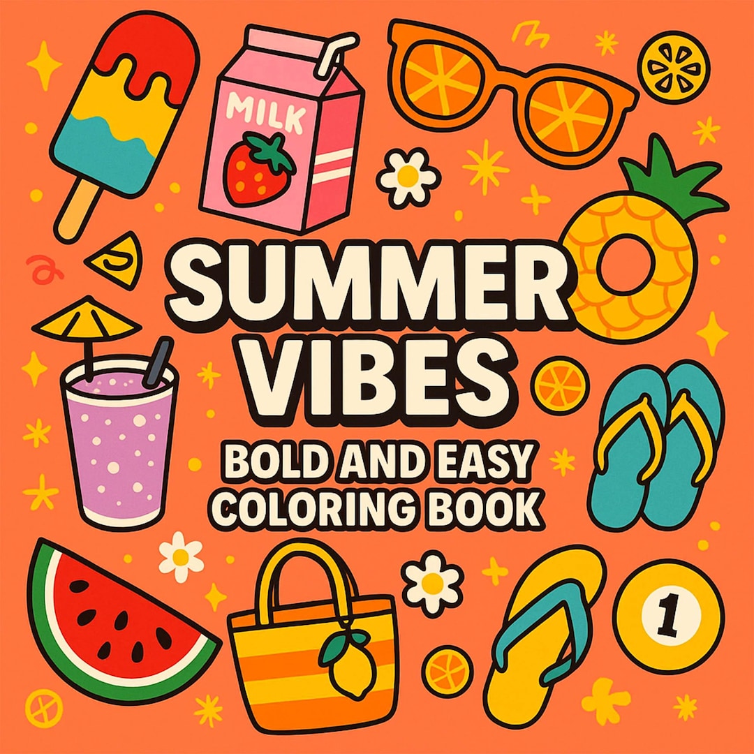 Summer Coloring Book: Beach, Pool, Vacation Fun (PDF Download) - Etsy