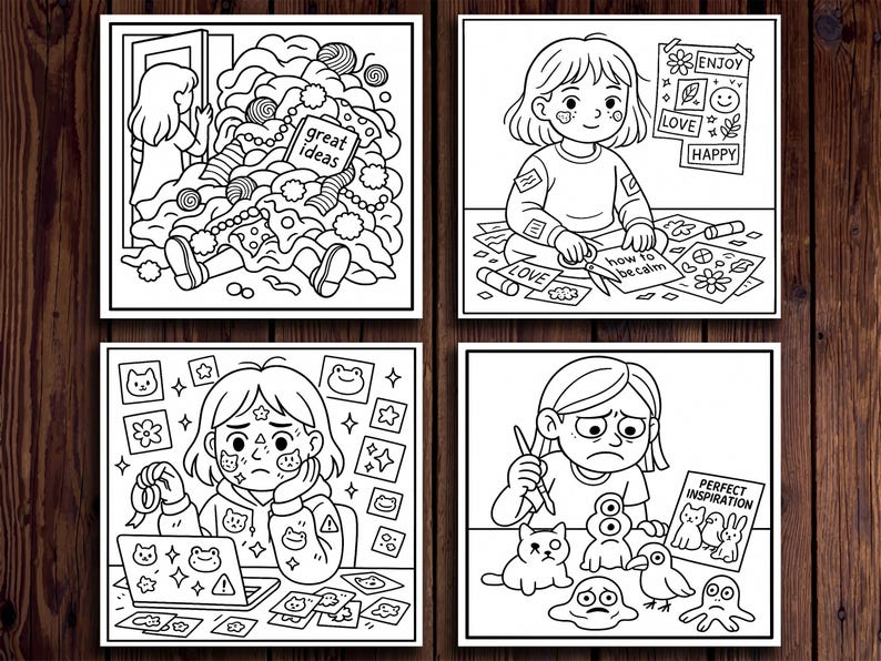 Messy Craft Room Coloring Pages: Creative Chaos for Art Girls - Etsy
