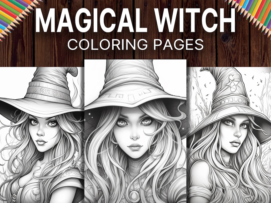 50 Witches Coloring Pages: Magical Halloween Designs (printable PDF) - Etsy
