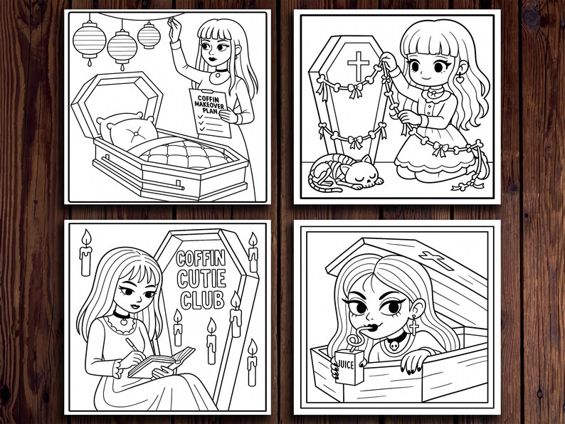 Pastel Goth Coloring Book – 20 Kawaii Coffin Cutie Pages (digital ...