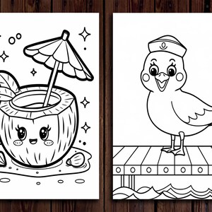 Kawaii Summer Coloring Pages Digital Download | 20 Cute and Sunny ...