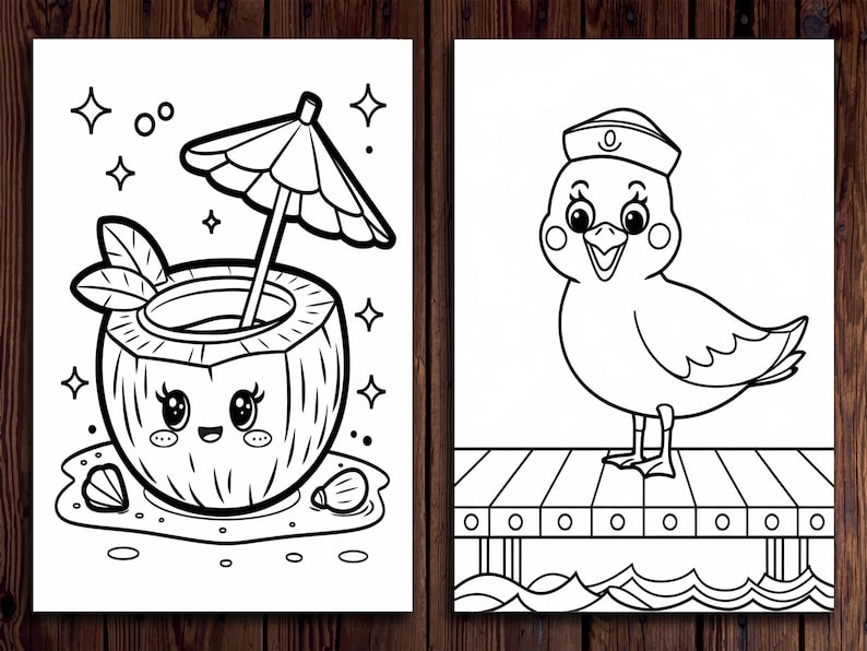 Kawaii Summer Coloring Pages | Beach, Ice Cream (digital Download) - Etsy