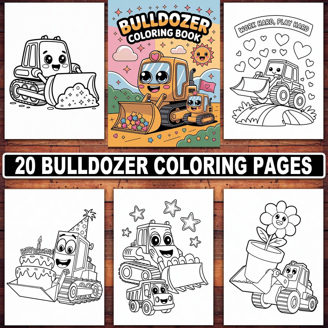 Bulldozer Coloring Book: 20 Construction Vehicle Designs (PDF Download ...