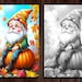 Autumn Gnomes Coloring Pages: 40 Grayscale Illustrations (printable ...