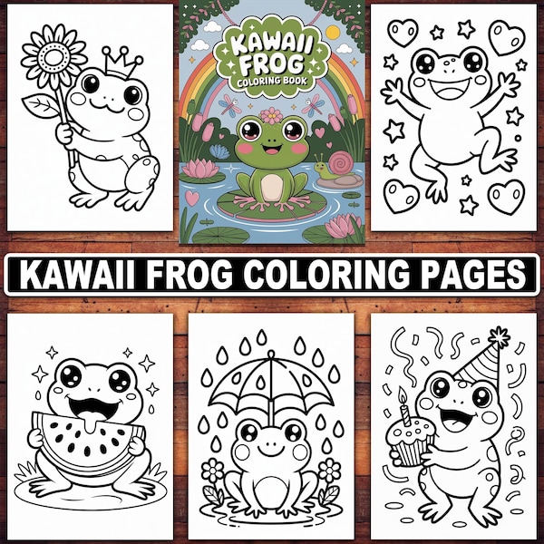 Christmas Frog Coloring Pages - Etsy