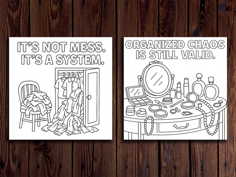 Messy Room Coloring Pages: Cluttered Room Chaos Art (digital Download ...
