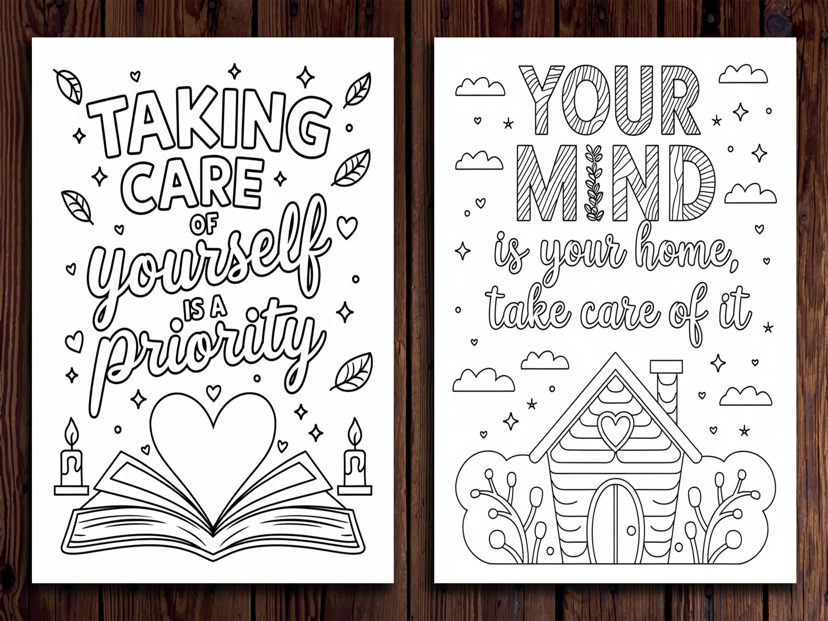 Self Care Quotes Coloring Pages: Mindfulness & Relaxation (PDF Download ...