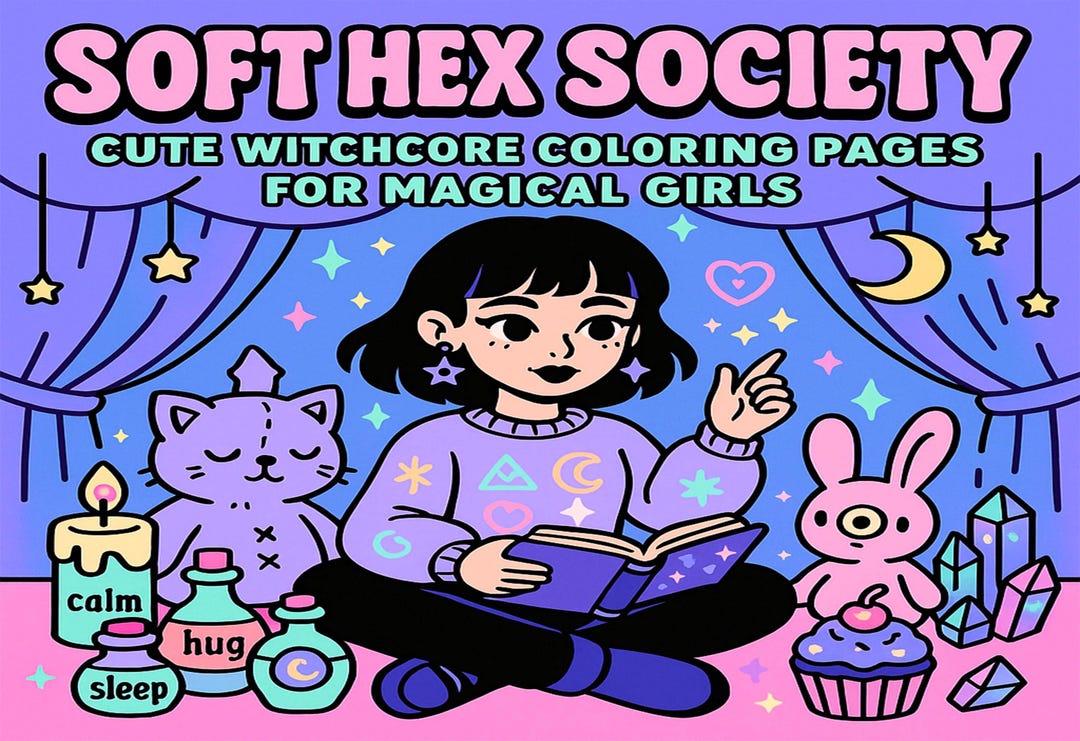 Pastel Goth Coloring Pages: Soft Hex Society Witchcraft (PDF Download ...