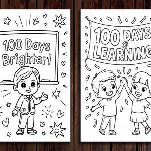 100 Days of School Coloring Pages: 20 Fun Learning Designs (digital ...
