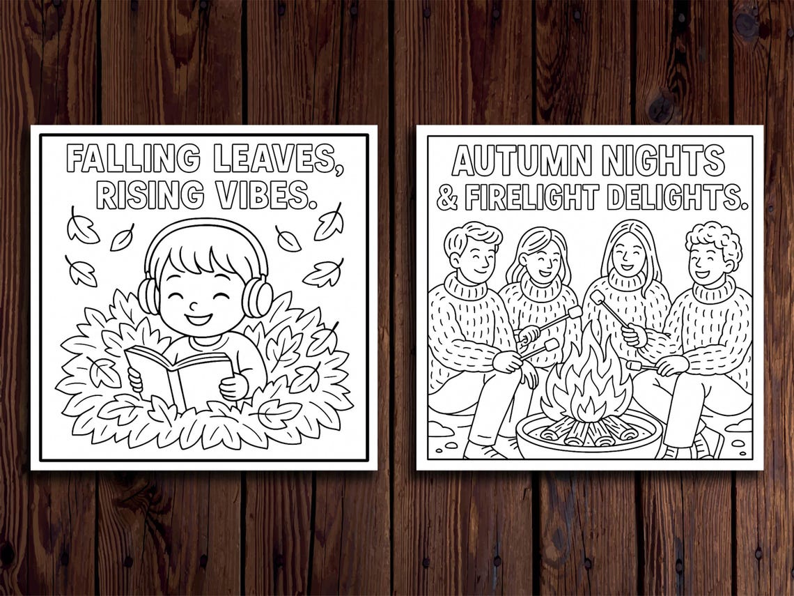 Autumn Coloring Pages: Cozy Fall Scenes (digital Download) - Etsy