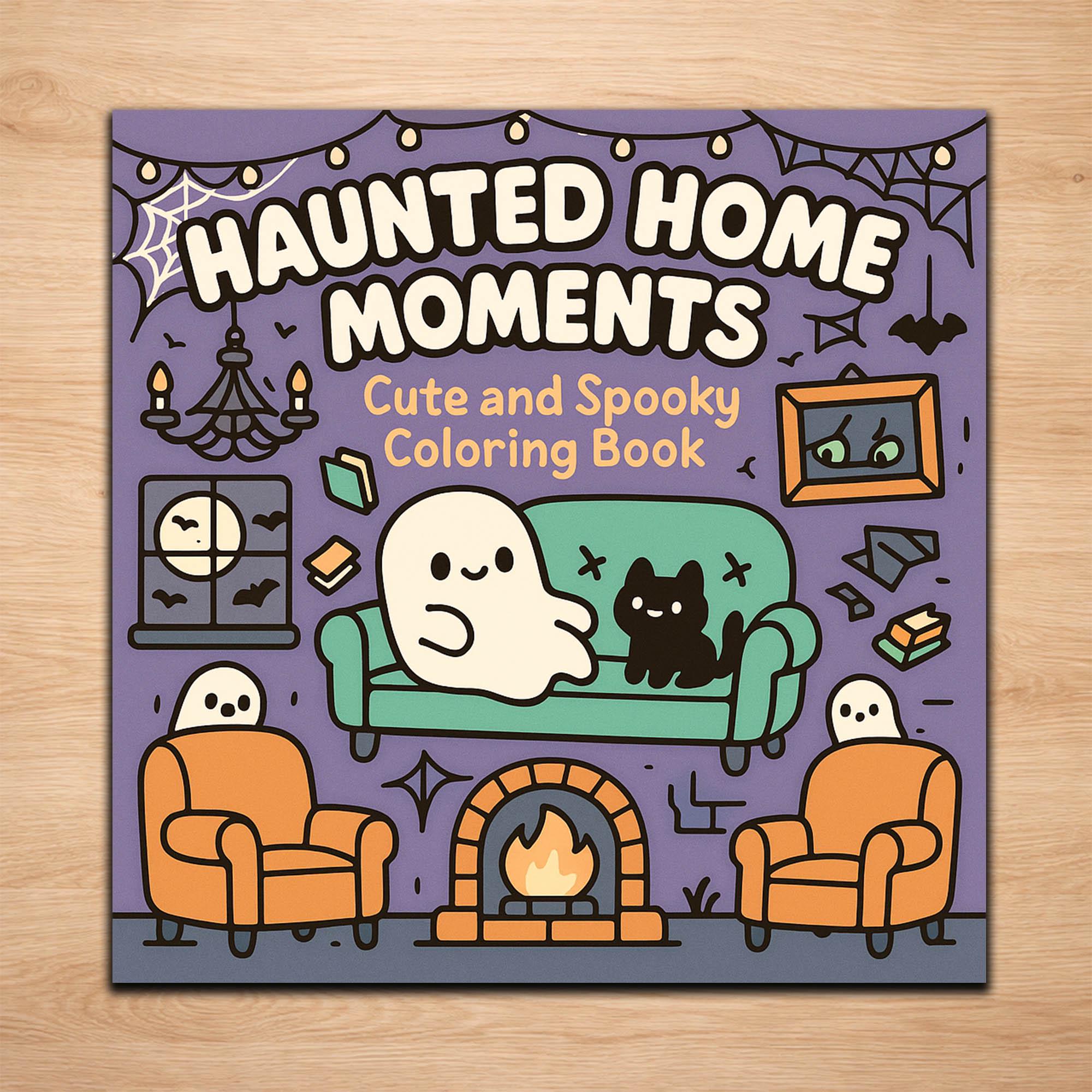 Cozy Haunted House Coloring Pages: Ghost Pets & Spooky Interiors (PDF ...
