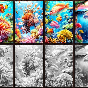 Underwater World Coloring Pages: 40 Grayscale Sea Creatures (printable ...