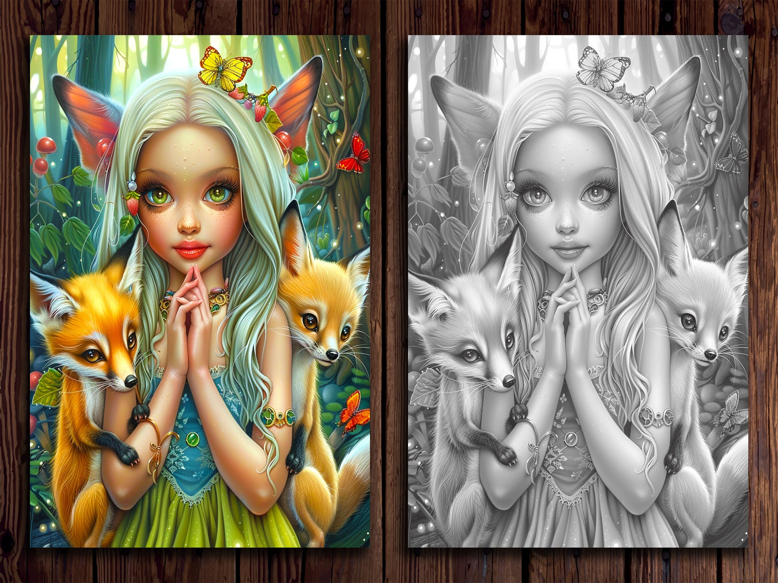 Enchanted Elf Coloring Pages: Whimsical Animal Portraits (printable ...