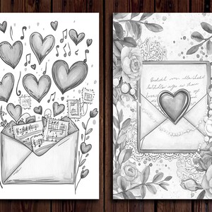 37 Printable Heartfelt Letters Coloring Pages in Grayscale for Adults ...