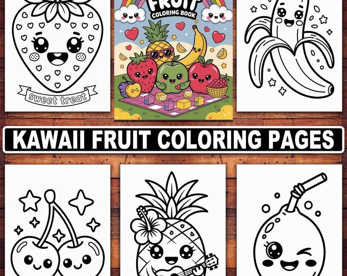 Zentangle Kawaii Fruit Printable Coloring Pages-instant Download-kawaii ...