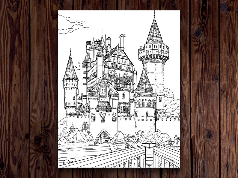 Medieval Castle Coloring Pages: Immerse Yourself in the - Etsy