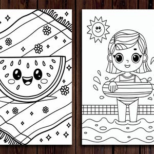 Kawaii Summer Coloring Pages Digital Download | 20 Cute and Sunny ...